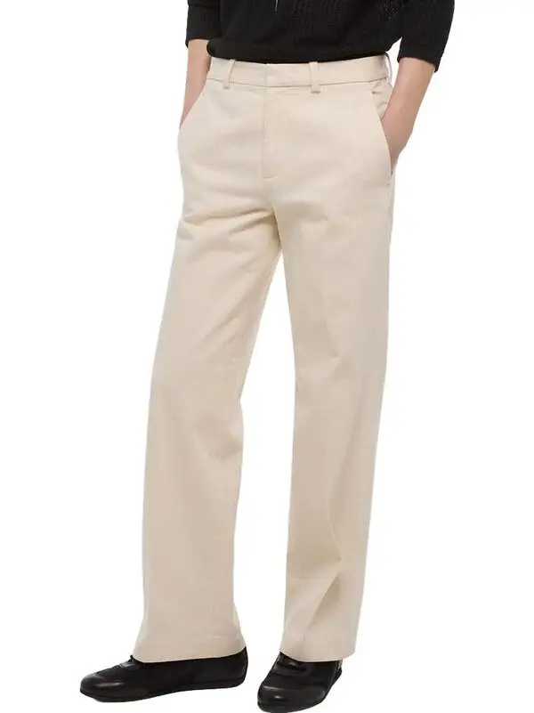 Helmut Lang Organic Cotton Straight Leg Pants - Ecru - E0v
