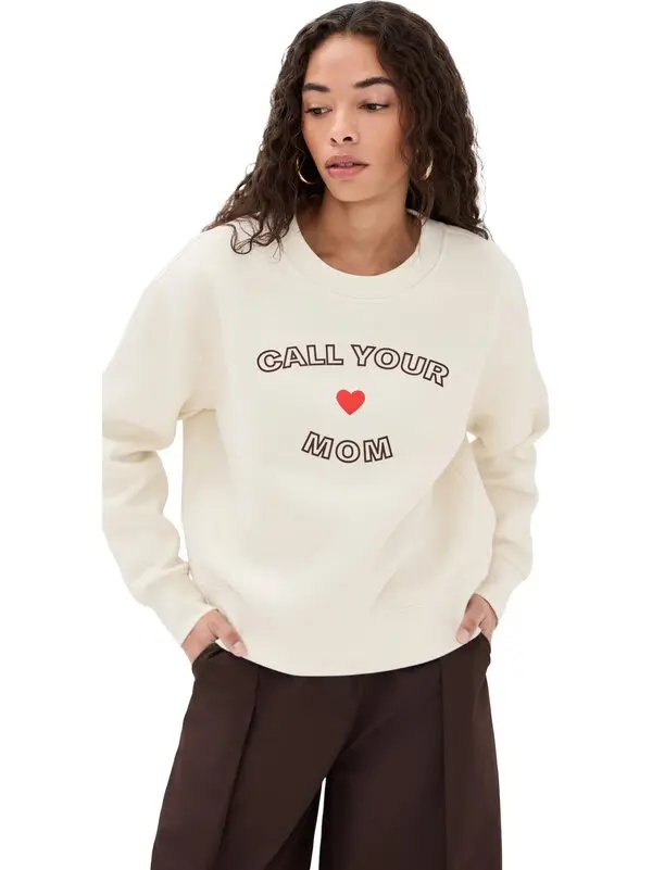 LE BOP Call Your Mom Fleece Sweatshirt - Ecru