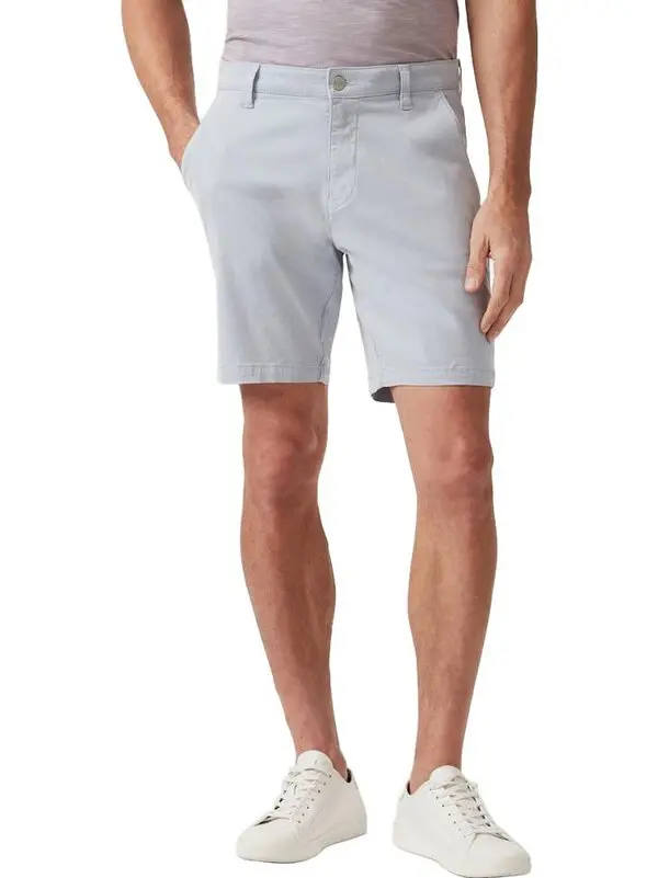 34 Heritage Slim Fit Flat Front Chino Shorts - Light Blue Twill