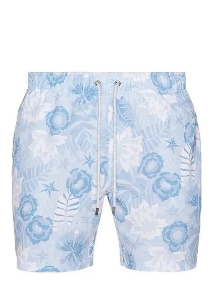 VINTAGE SUMMER Seersucker Stretch Volley Swim Short - Light Blue