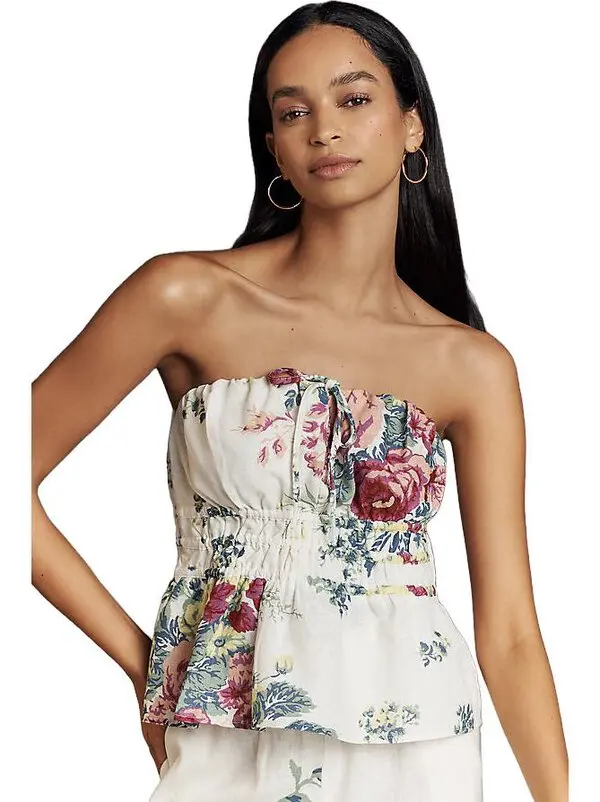 THE SOMERSET COLLECTION BY ANTHROPOLOGIE The Somerset Strapless Blouse - Ivory Pattern