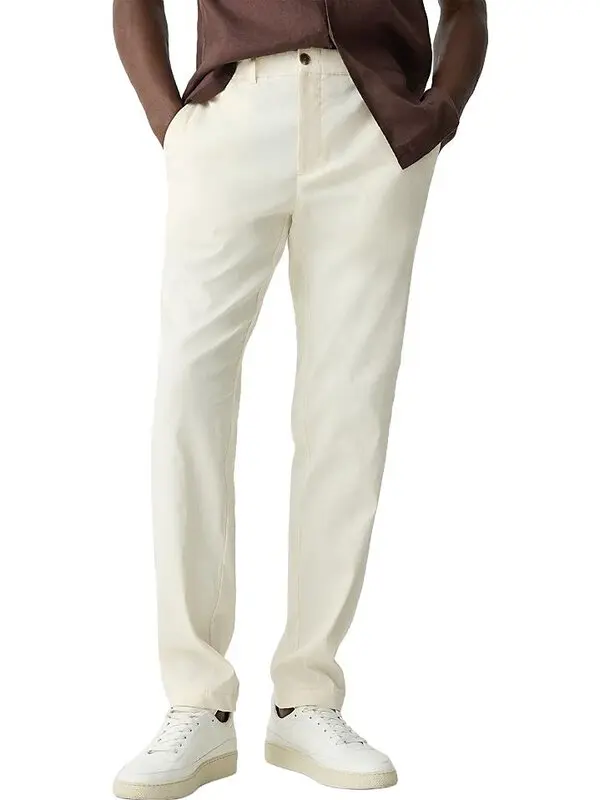 Theory Curtis Drawstring Pant In Good Linen - Eggshell