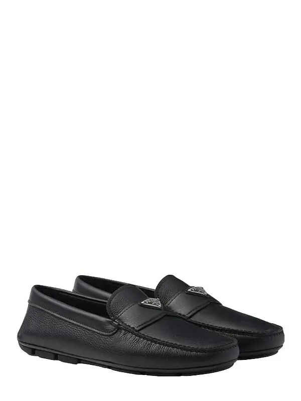 Prada Leather Driving Loafers - Black