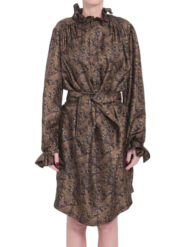 Saint Laurent Paisley Print Silk Twill Dress - Multicolor
