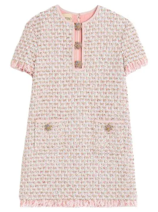 Valentino Garavani Embroidered Ribbon Tweed Short Dress - Multicolour