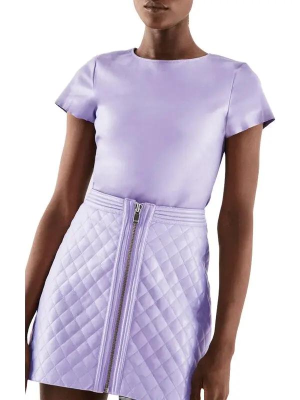 AS By DF Brando Stretch Leather Tee - Pastel Lilac