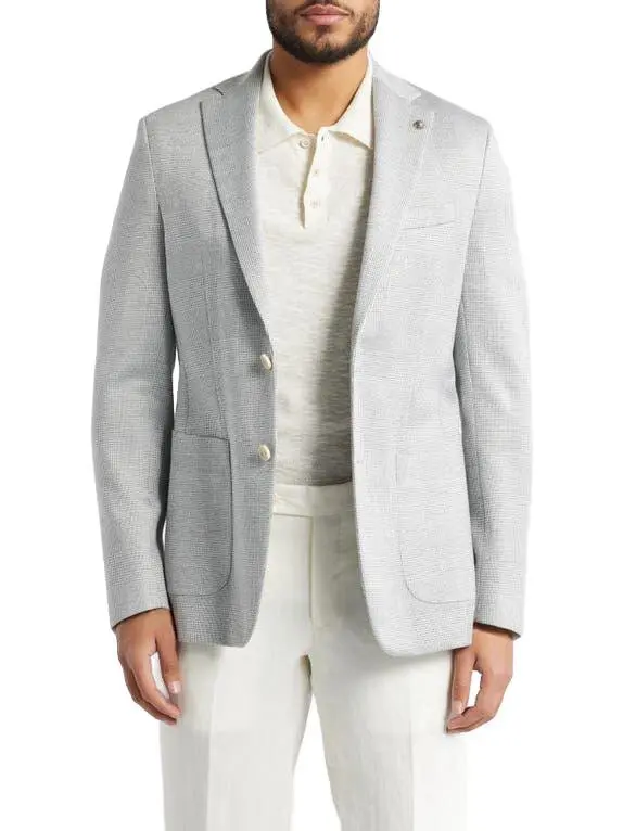 JACK VICTOR Hampton Glen Plaid Knit Sport Coat - Light Grey