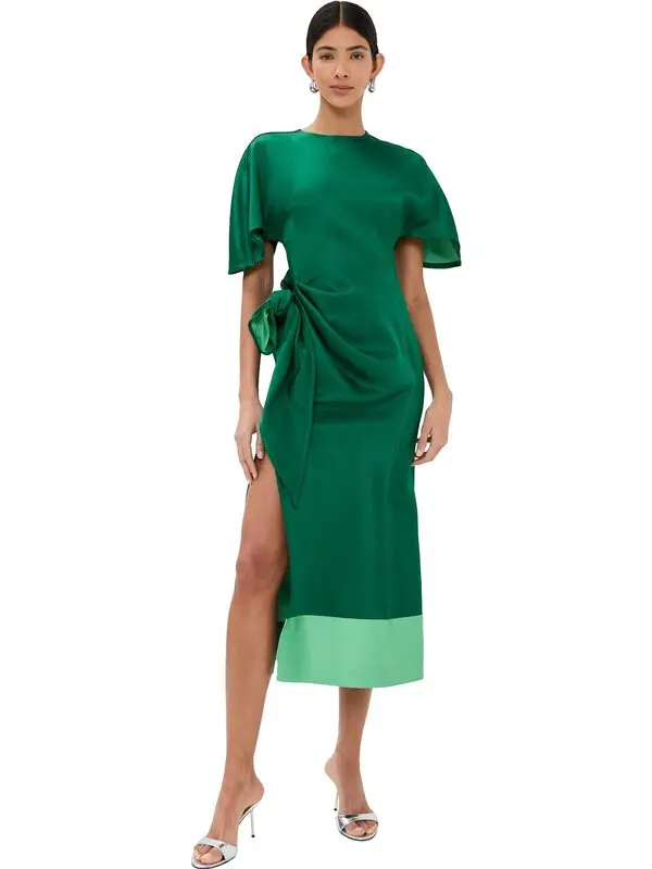 Rosie Assoulin Sash & Slit Midi Dress - Emerald