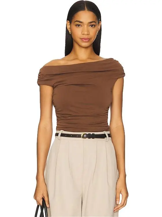ELODIE THE LABEL Oakley Knit Top - Brown