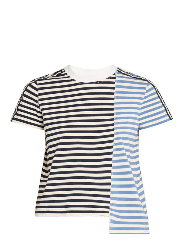 3.1 Phillip Lim Stripe Patchwork Crewneck T-shirt - Midnight Multi