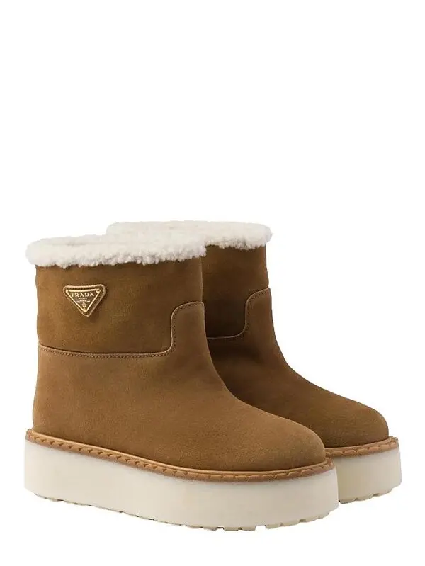 Prada Suede Booties - Brown