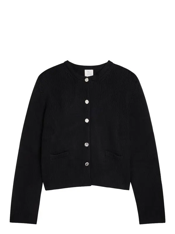 Almada Label Cotton-knit Cardigan - Black