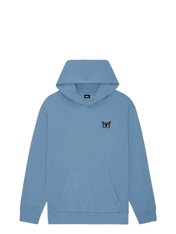 DALIX Butterfly Relaxed Fit Fleece Hooded Sweatshirt - Pebble Blue