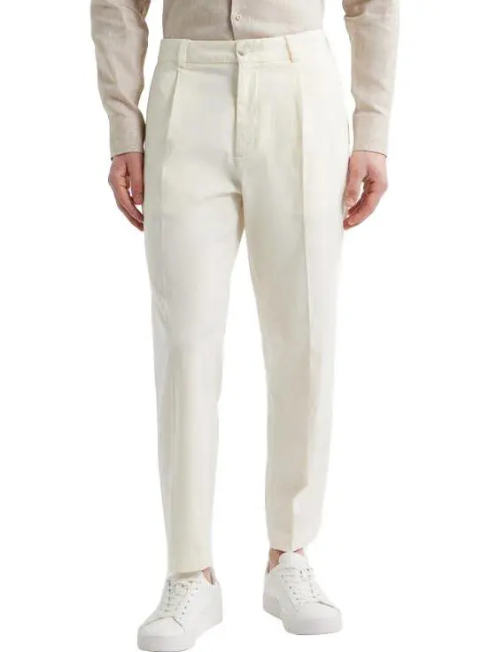 Hugo Boss Pleated Straight Leg Dress Pants - Open White