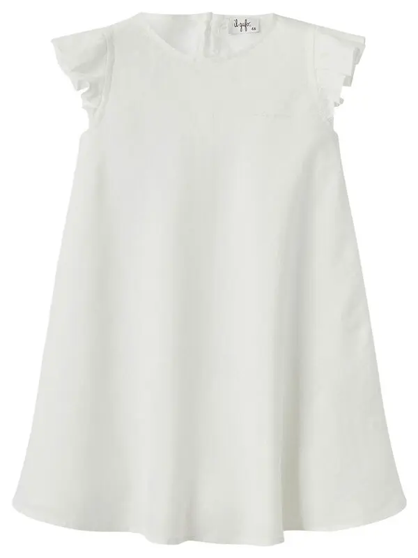 IL GUFO Linen Ruffle Dress - White