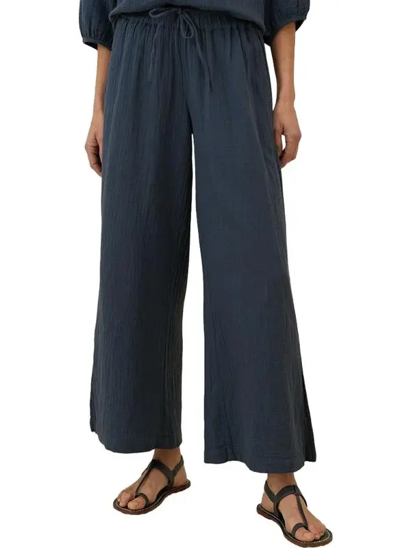 PACT Organic Cotton Coastal Double Gauze Split Hem Pant - French Navy