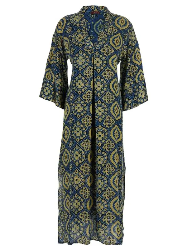 OBIDI Jasmine Silk Dress With Printed Motif - Multicolor