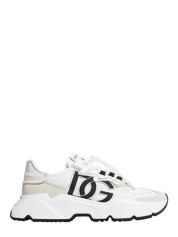 Dolce & Gabbana Daymaster Mixed Leather Runner Sneakers - White
