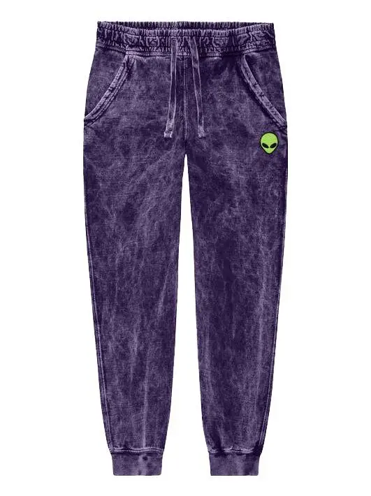 DALIX Alien Midweight Fleece Washed Jogger Pant - Purple