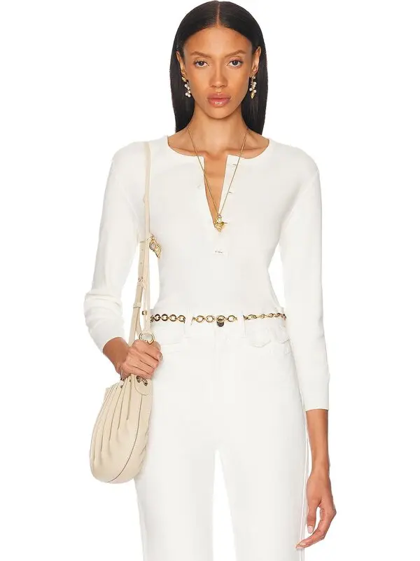 Chloé Long Sleeve Polo Top - Iconic Milk