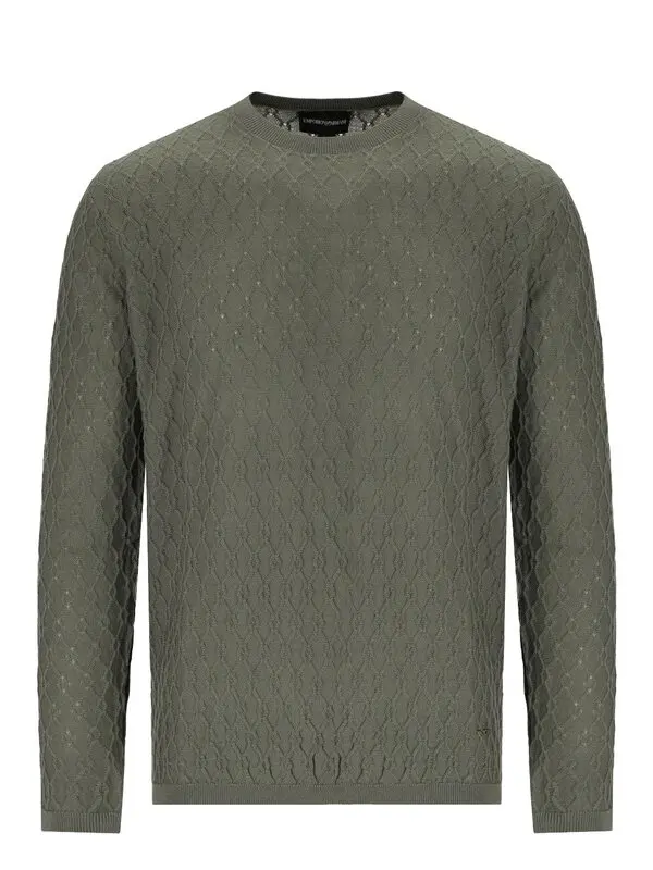 Emporio Armani Diamond Stitch Wool Jumper - Green