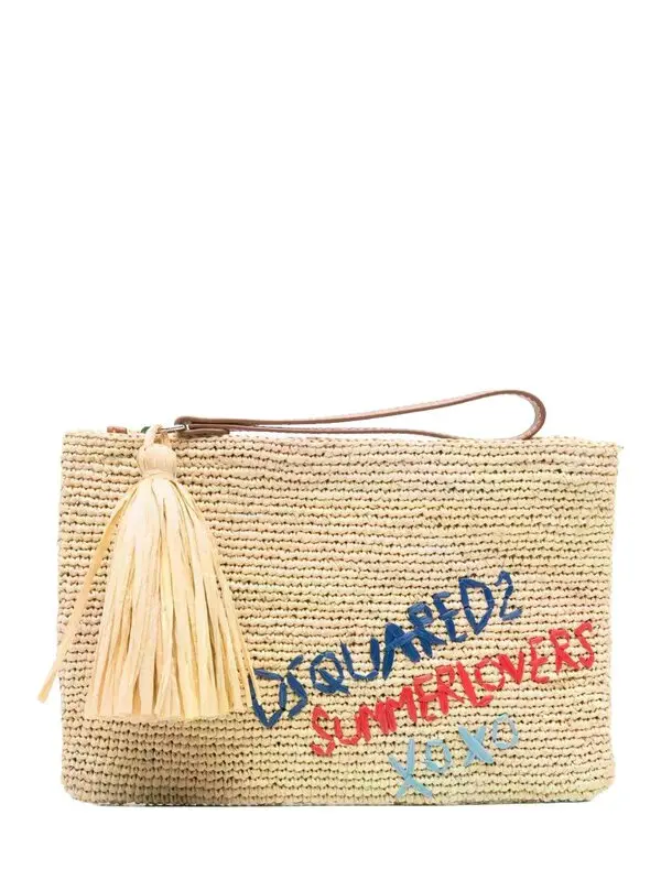 Dsquared2 Clutch Bag With Tassel Detail - Neutrals