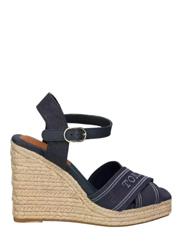 Tommy Hilfiger Leather Wedge Sandals - Blue