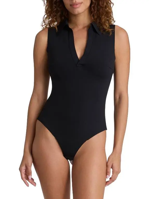 Commando Sleeveless V-neck Neoprene Bodysuit - Black