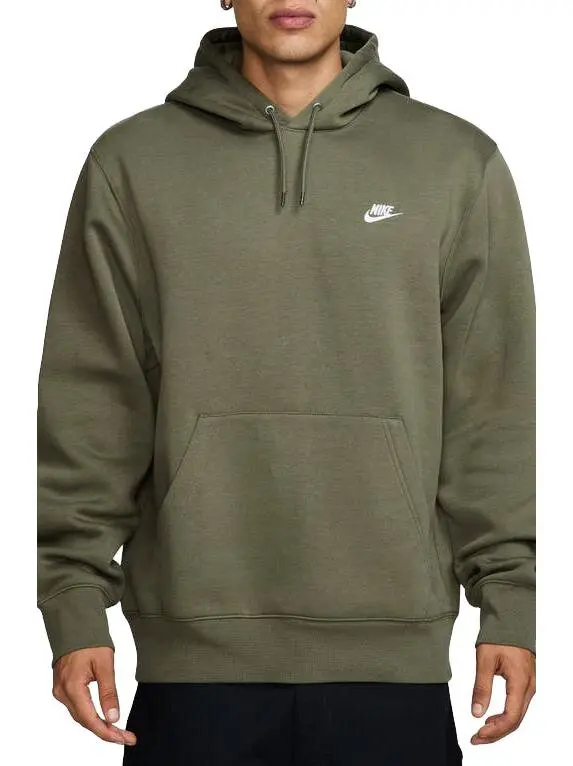 Nike Club Fleece Pullover Hoodie - Medium Olive/white