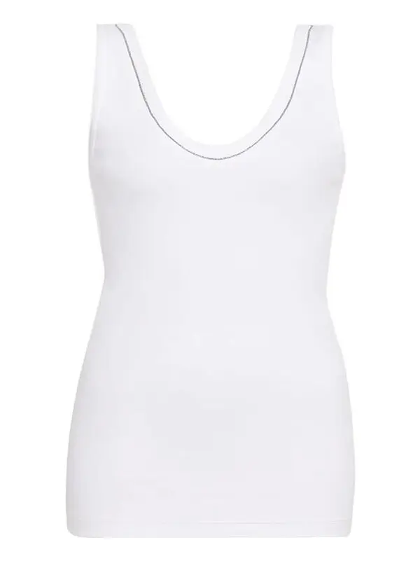 Brunello Cucinelli Monili Scoop-neck Cotton Tank Top - White