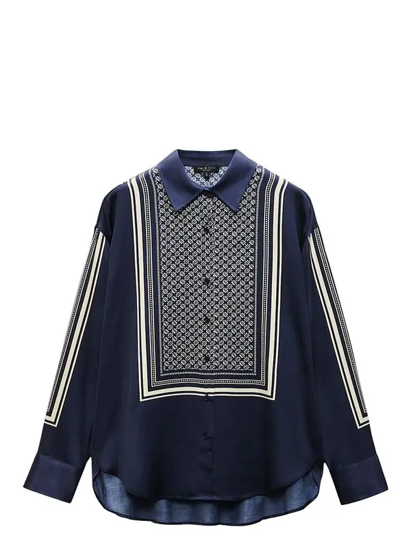 Rag & Bone Jessica Printed Long-sleeve Shirt - Deepnvysca