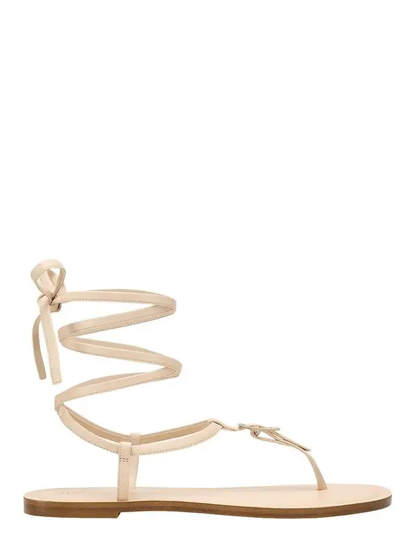 STUART WEITZMAN Georgie Ankle-wrap Leather Flat Sandals - Barely Beige