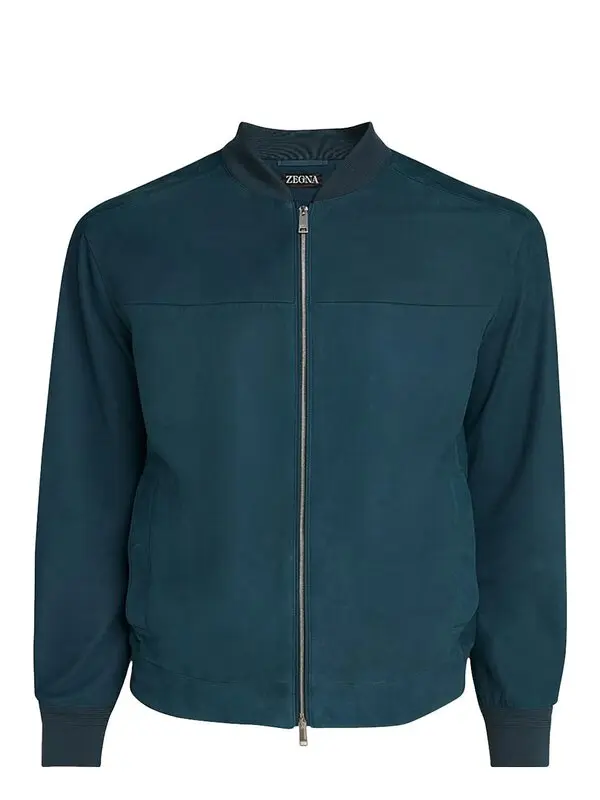 Zegna Leather Full-zip Blouson - Dk Blu Sld