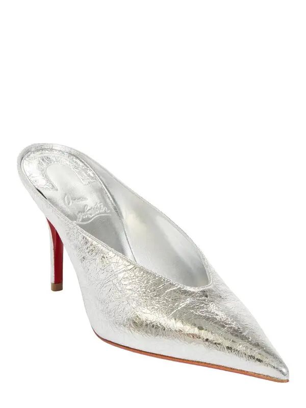 CHRISTIAN LOUBOUTIN Miss Z Slimimule Pointed Toe Mule - Silver/ Lin Silver