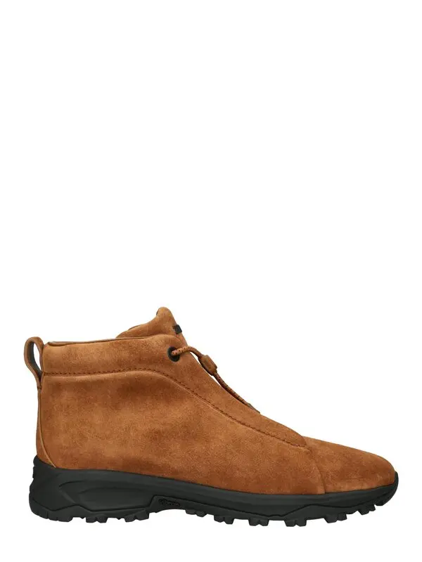 Zegna Suede Triple Stitch Vetta Sneakers - Beige