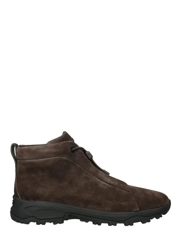 Zegna Suede Triple Stitch Vetta Sneakers - Brown