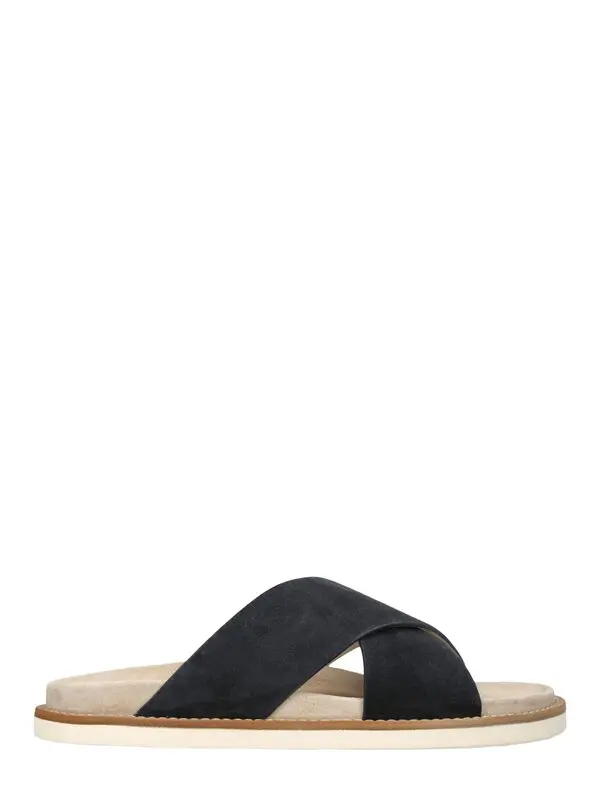 Brunello Cucinelli Suede Crossover Sandals - Navy