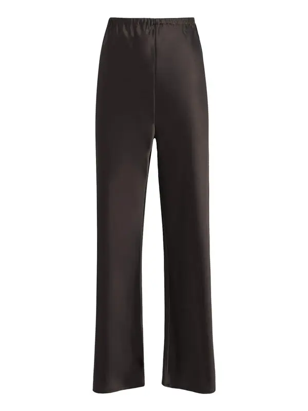 Almada Label Satin Wide-leg Trousers - Brown