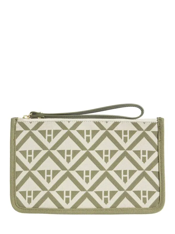 Harrods Geometric Pattern Pouch - Green