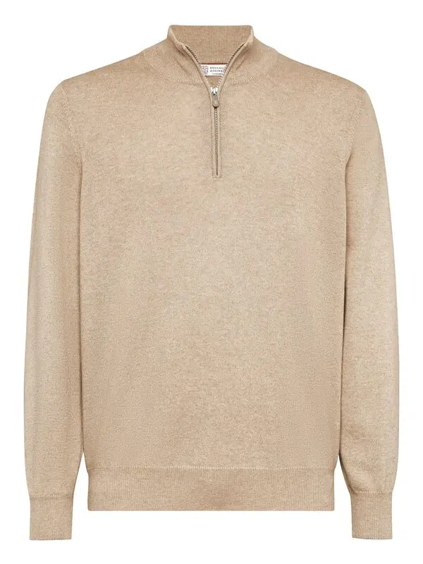 Brunello Cucinelli Cashmere Half-zip Sweater - Brown