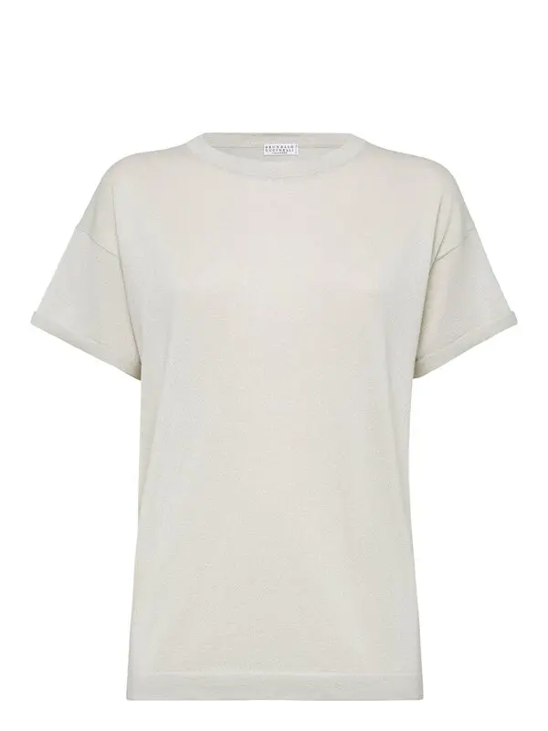 Brunello Cucinelli Cashmere-silk-blend T-shirt - White
