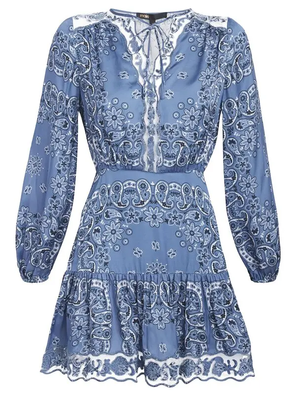 Maje Paisley Print Mini Dress - Blue