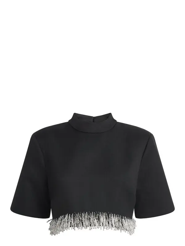 Simkhai Embellished Jalen Crop Top - Black