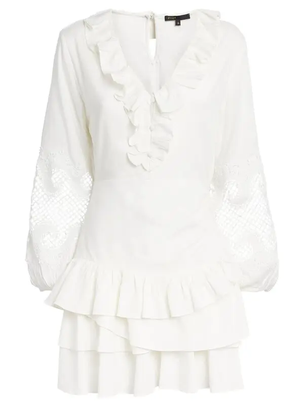 Maje Lace-insert Mini Dress - White