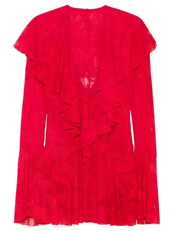 Norma Kamali V-neck Ruffled Mini Dress - Red