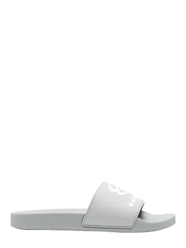 Balenciaga Logo-embossed Slides - Grey