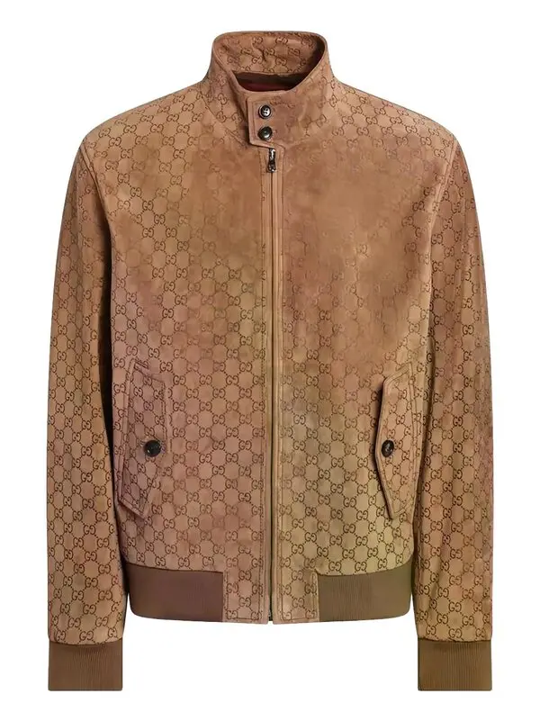 Gucci Gg-debossed Bomber Jacket - Brown