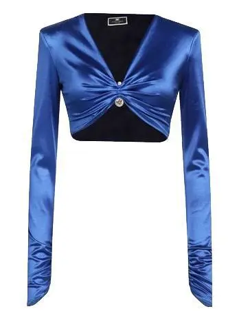 Elisabetta Franchi Satin Crop Top - Blue