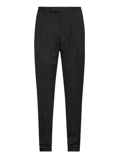 LARDINI Pinstriped Tapered Trousers - Black