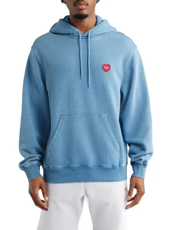 Carhartt Work In Progress Ingo Heavyweight Cotton Hoodie - Light Blue Garment Dyed
